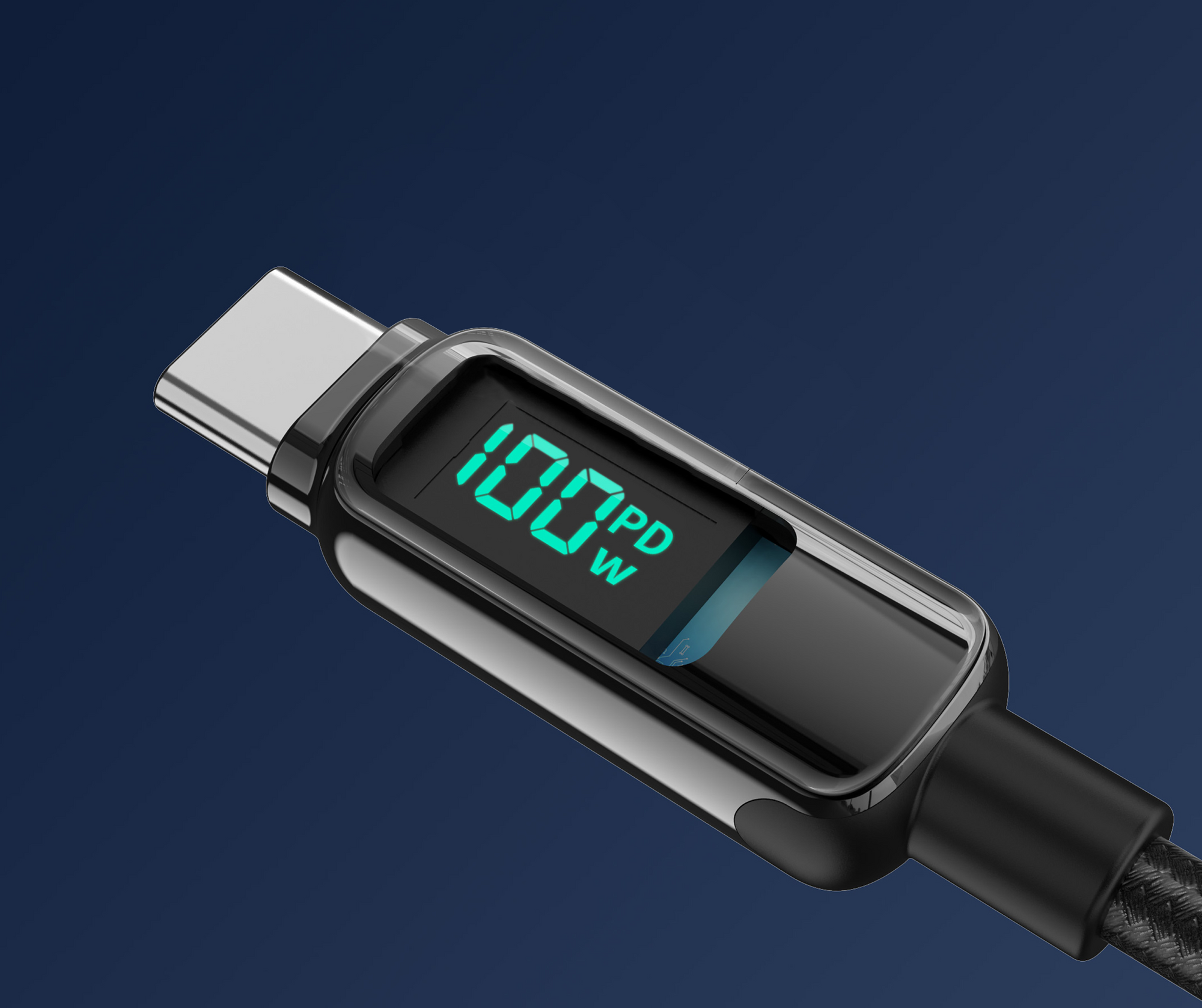 USB Type-C to C PD Cable with Digital Display (5A, 100W) – Prolink